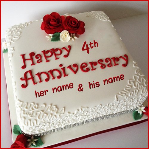 happy 4th anniversary cake with name