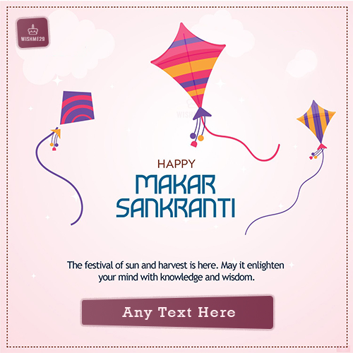 Happy Makar Sankranti Uttarayan 2023 Card Image With Name